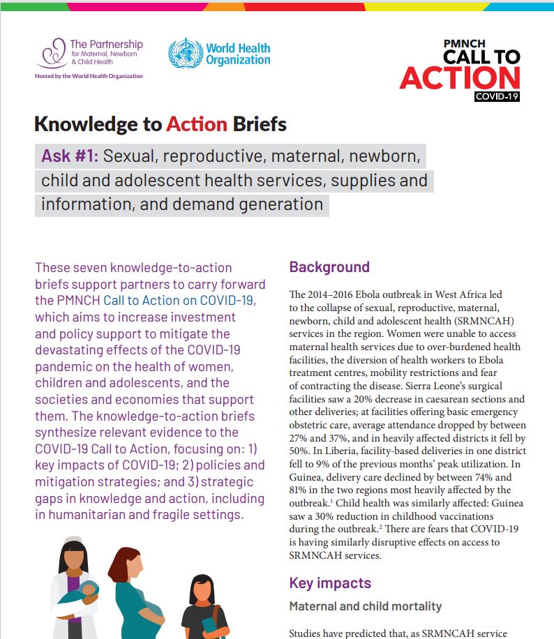 PMNCH Knowledge to Action Brief : Services, fournitures, informations ...
