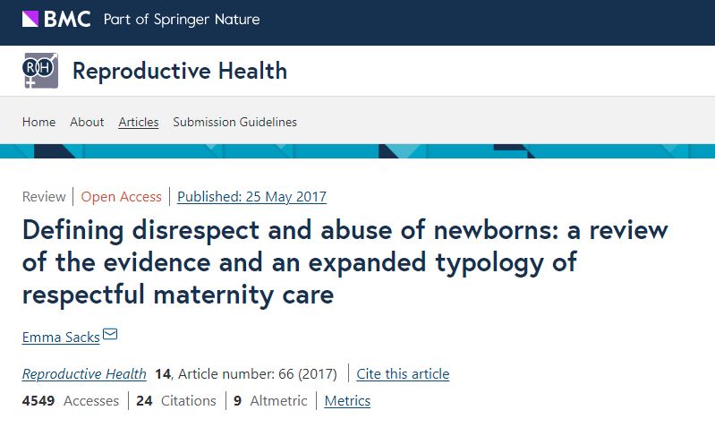 Defining Disrespect and Abuse of Newborns: A Review of the Evidence and ...